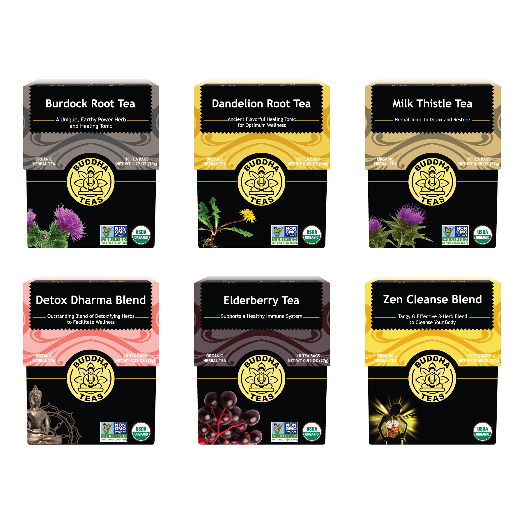 Buy Detox & Liver Six Pack: Organic & Plastic-Free Tea Bags | Buddha Teas